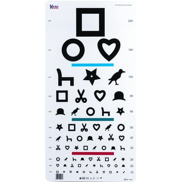 Traditional Snellen Eye Chart with Red Green Bar Visual Acuity Test 6m ...
