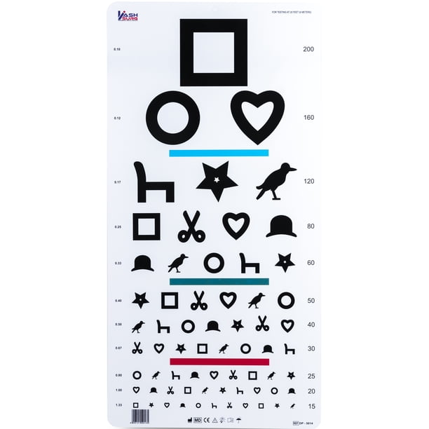 Childern Eye Chart with Red Green Blue Bar Visual Acuity Test 6m / 20ft ...