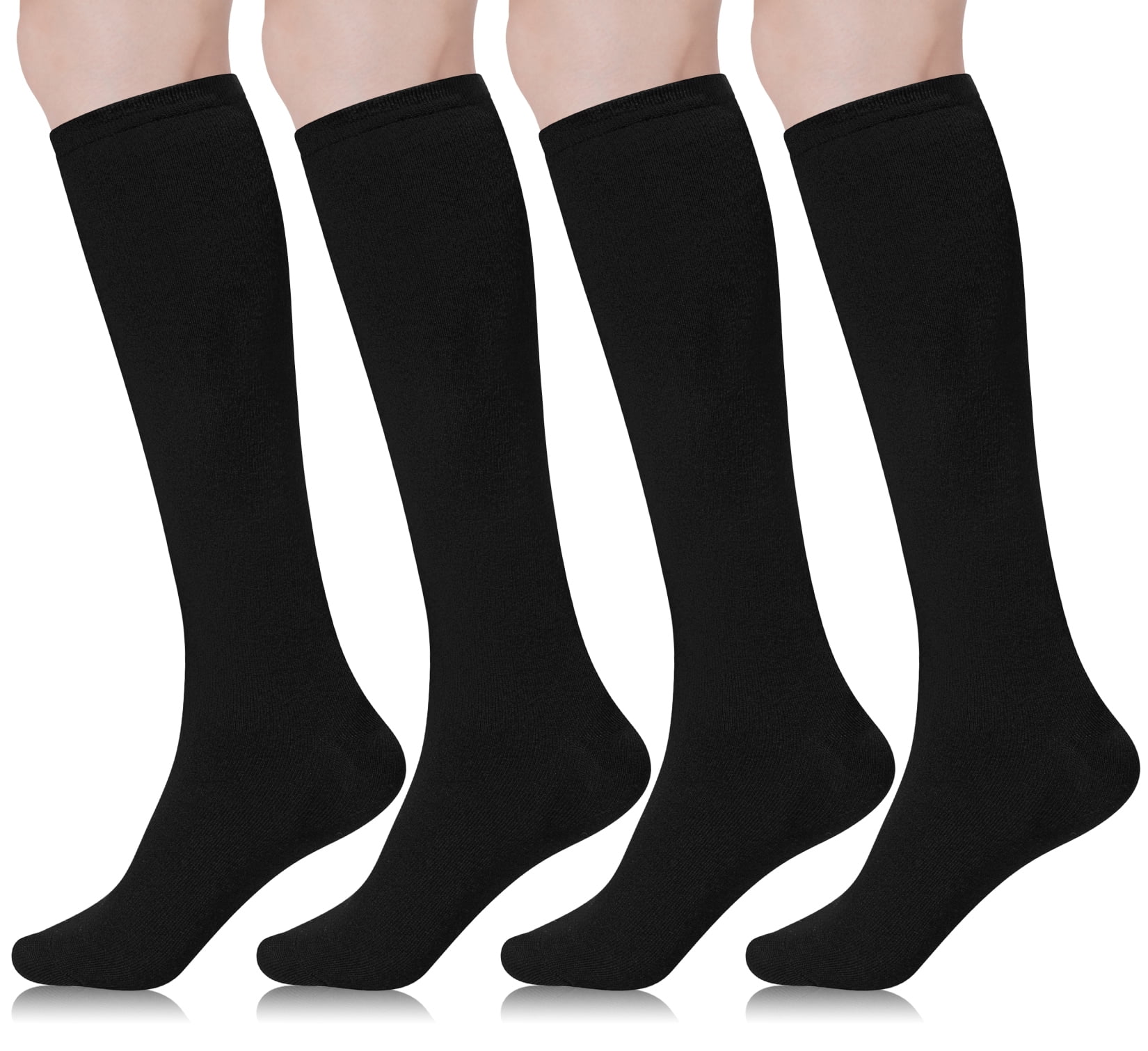 Loritta 4 Pairs Womens Knee High Socks, Casual Solid Knit Knee Socks ...