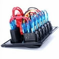 Pactrade Marine Car RV Boat 6 Gang Blue LED Rocker Switch Panel USB ...