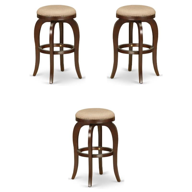 Home Square 30" Wood Swivel Backless Bar Stool in Mocha & Mahogany ...