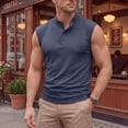 Antinious Men Solid Button Elastic Round Neck Sleeveless Breathable ...