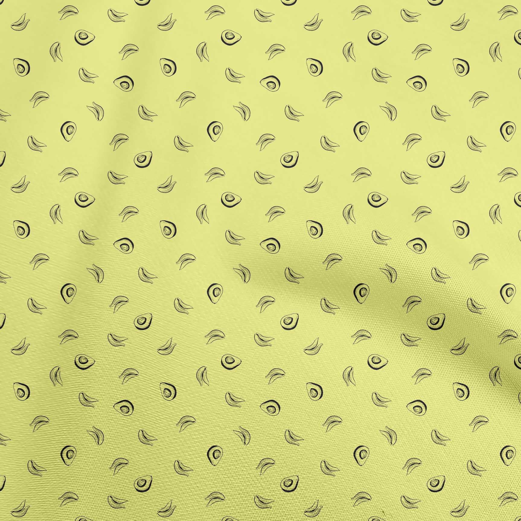 oneOone Cotton Cambric Yellow Fabric Avocado Sewing Material Print ...