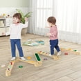 Gymax Wooden Balance Beam w/ Stepping Stones Balance Board Toy Playset ...