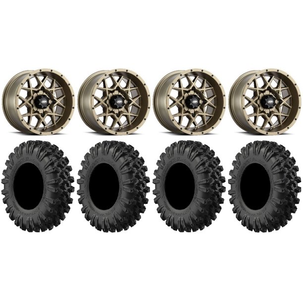 ITP Hurricane 14" Wheels Bronze 30" MotoRavage XLTires Honda Rincon ...