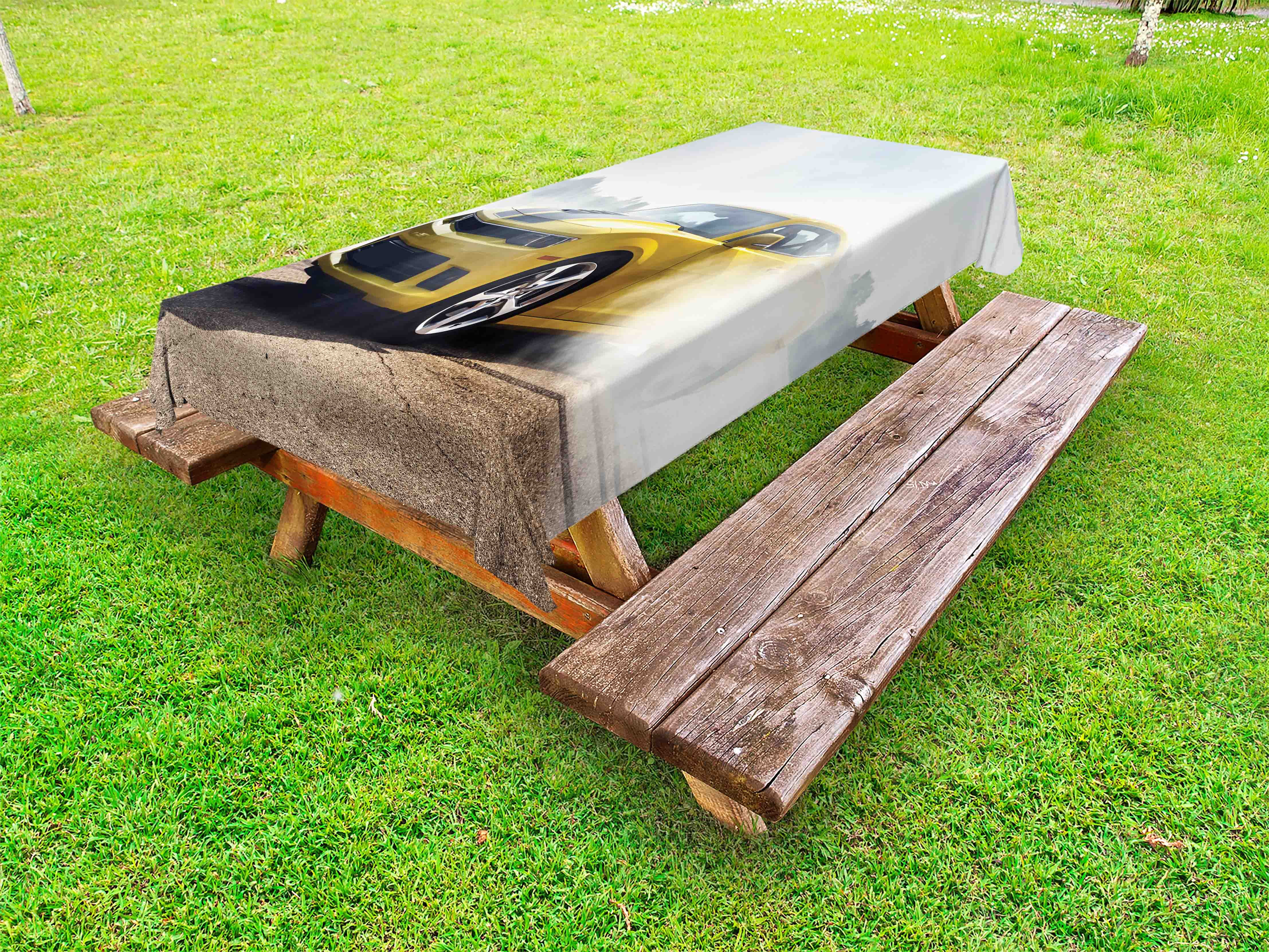 Cars Outdoor Tablecloth, Racer Sports Car in Course of Competition ...