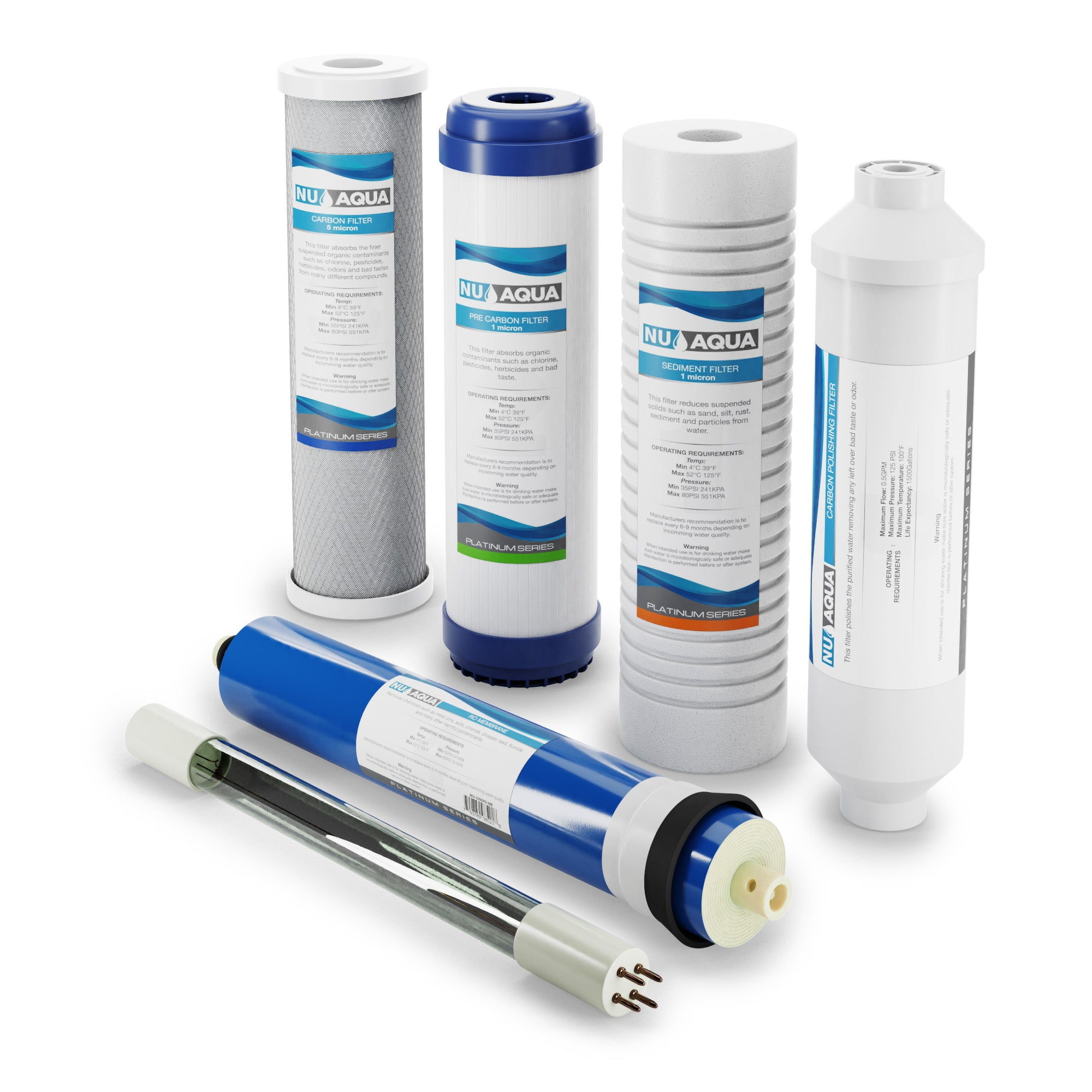 NU Aqua Platinum Series 6-Stage Complete UV Filter Replacement Set ...