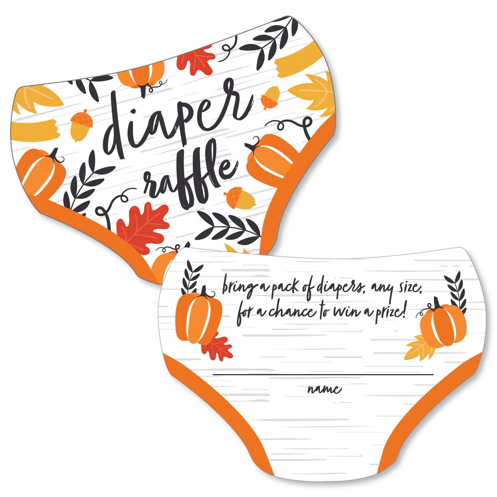 Big Dot of Happiness Fall Pumpkin - Diaper Shaped Raffle Ticket Inserts ...
