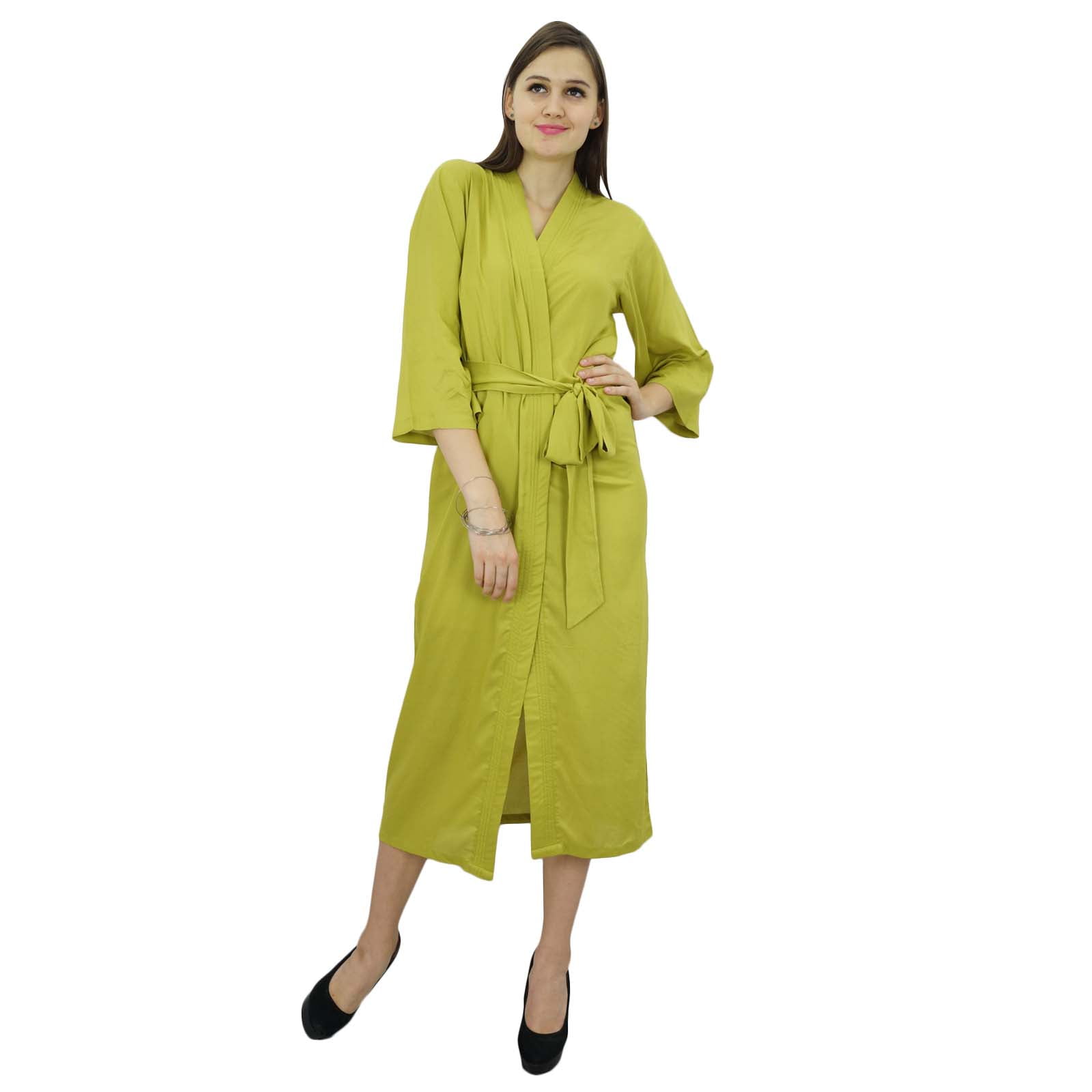 Bimba Women Long Solid Belt Robe Soft Modal Cotton Wrap Round Plain ...