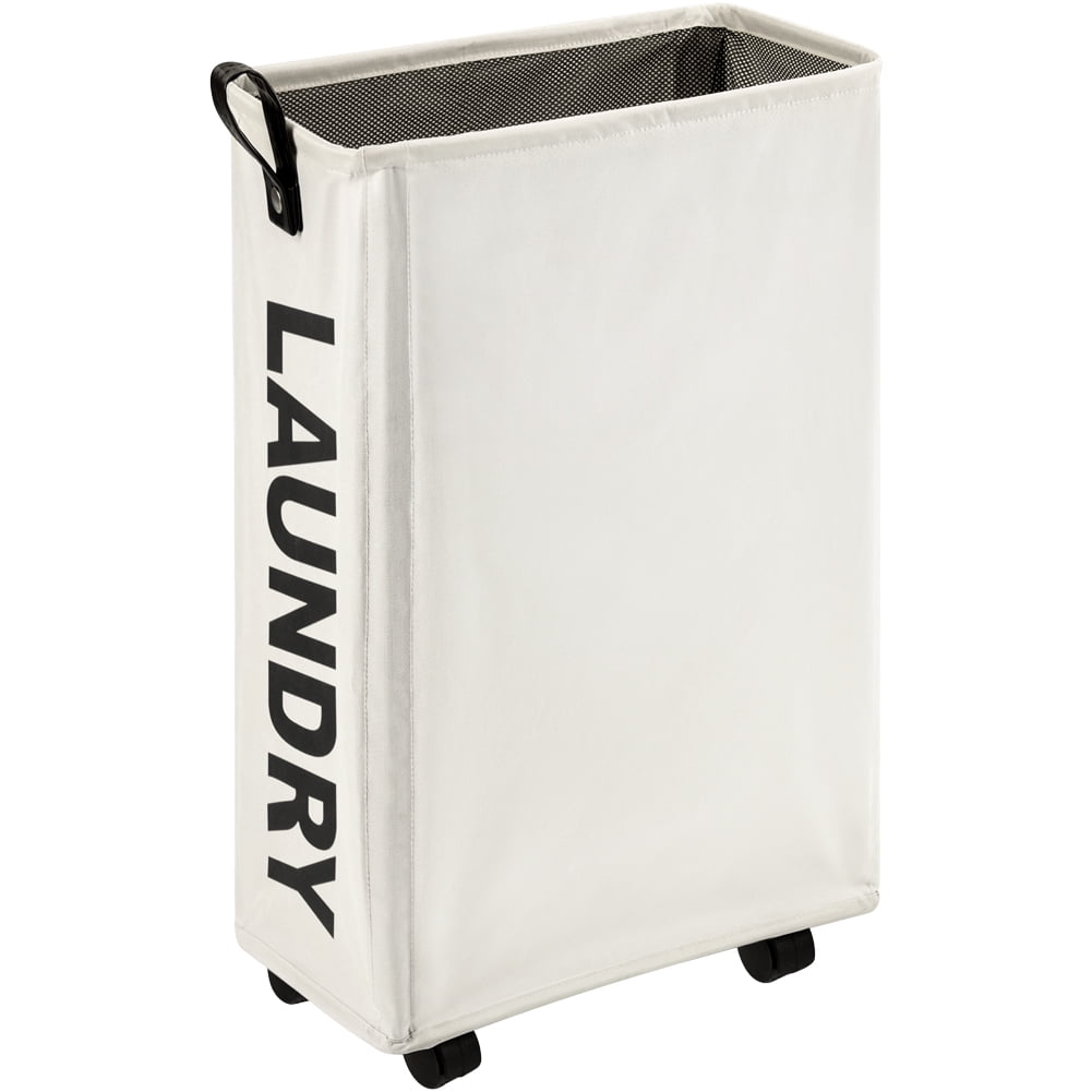 DOKEHOM 25-Inches Slim Laundry Basket on Wheels, Collapsible Rolling ...