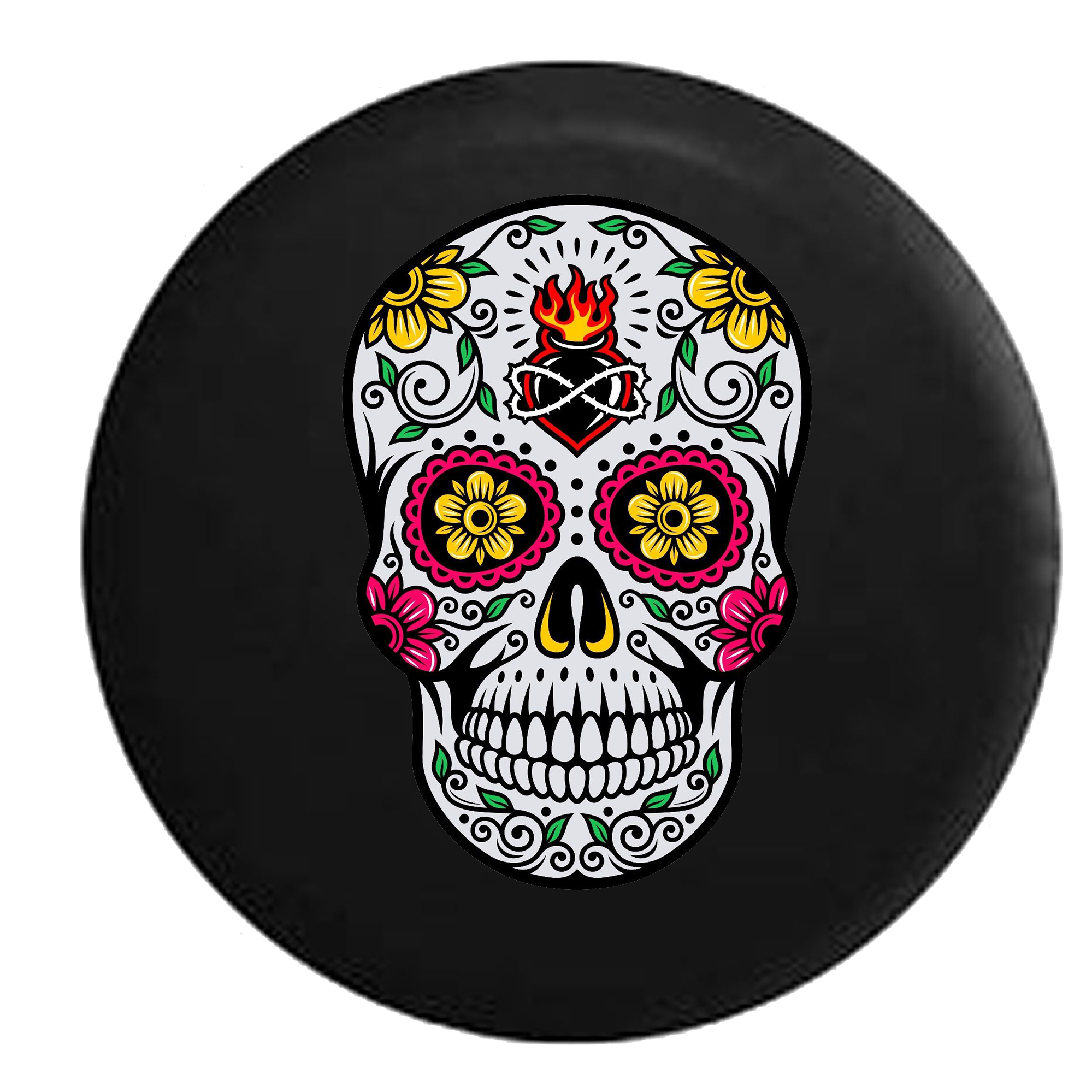 Sugar Skull Pink Green Yellow Heart Spare Tire Cover For Jeep Rv 30