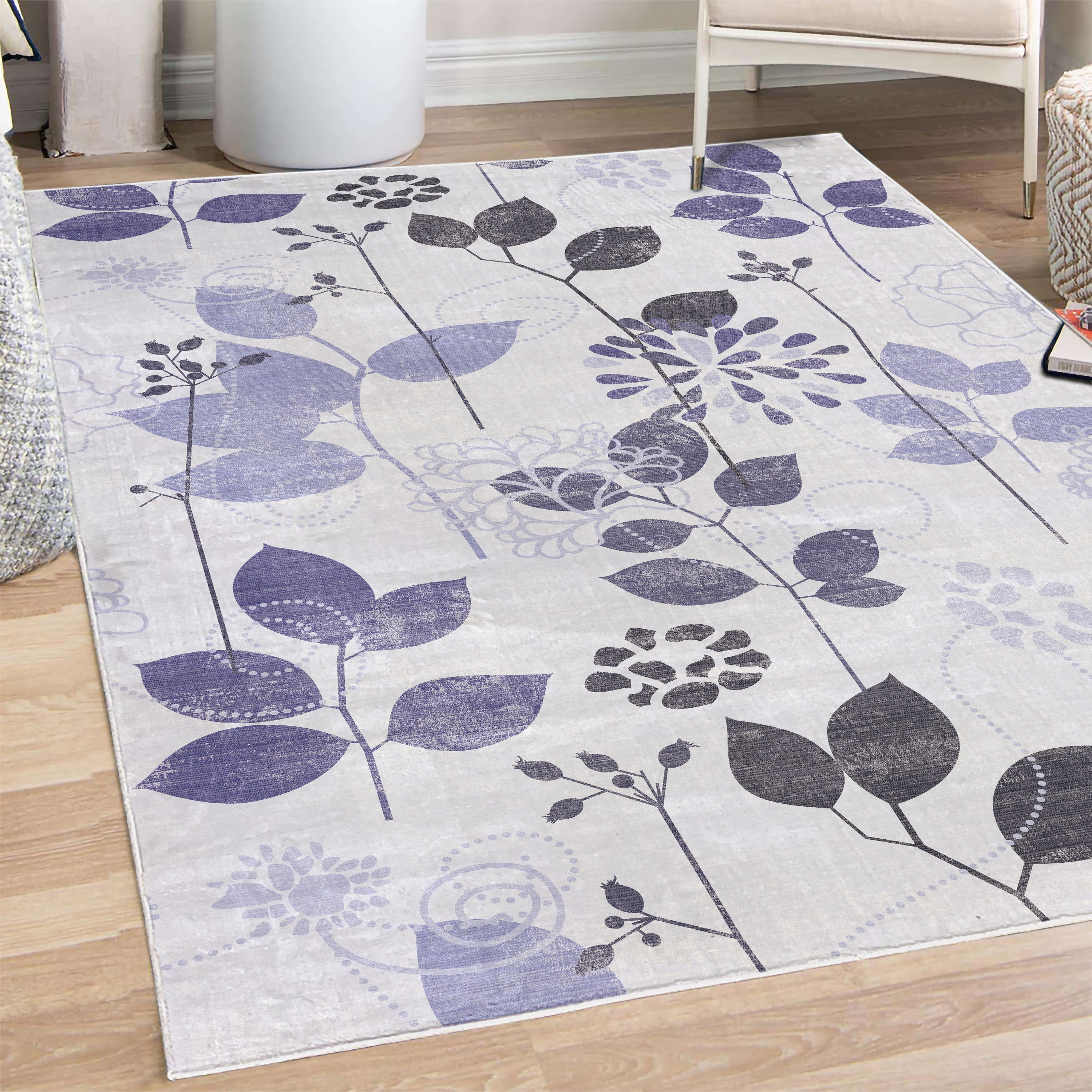 Floral Decorative Rug, Cartoon Style Arrangement of Fresh Spring ...