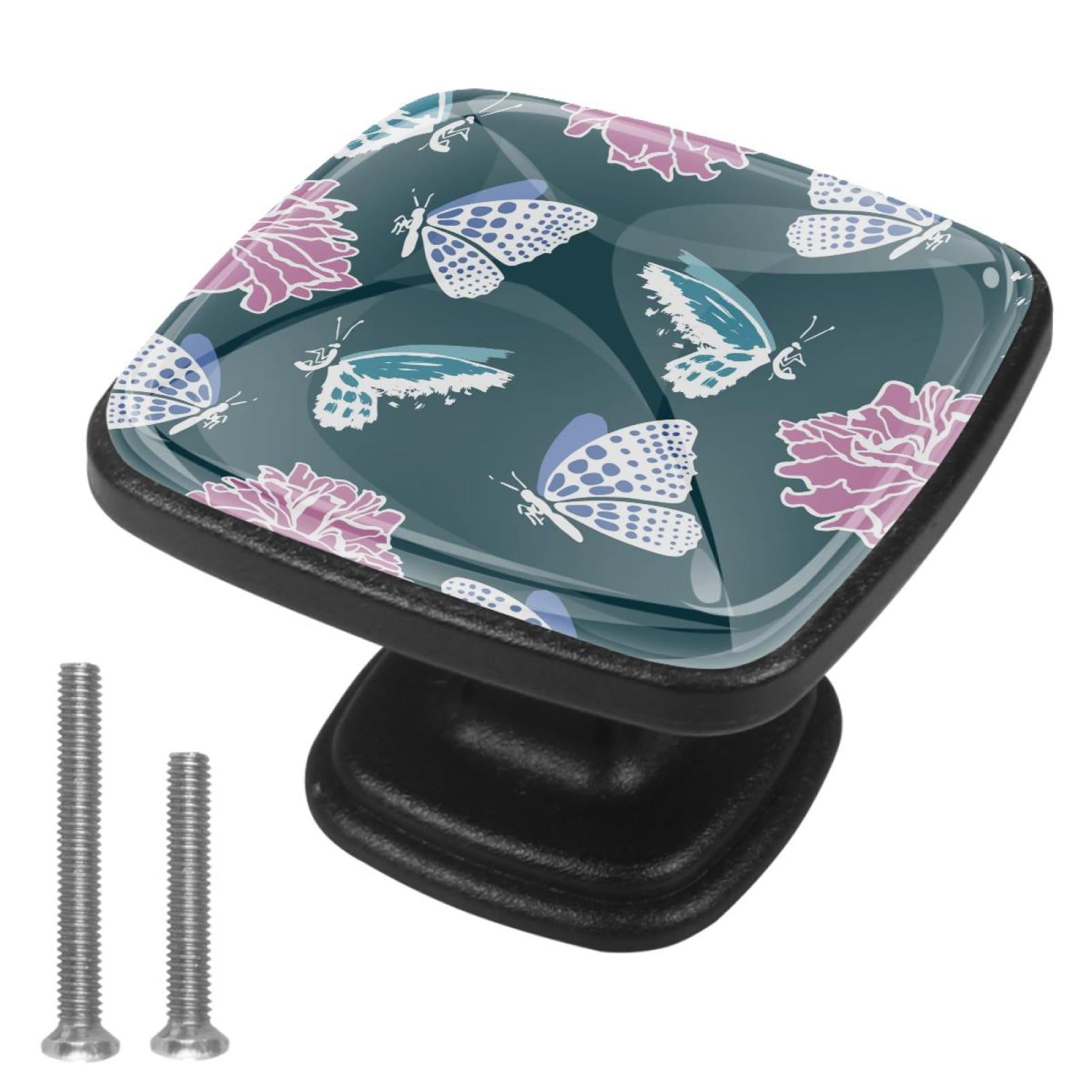 4 Pcs Cabinet Handle Drawer Pulls Butterflies Pattern Knobs with Screws ...