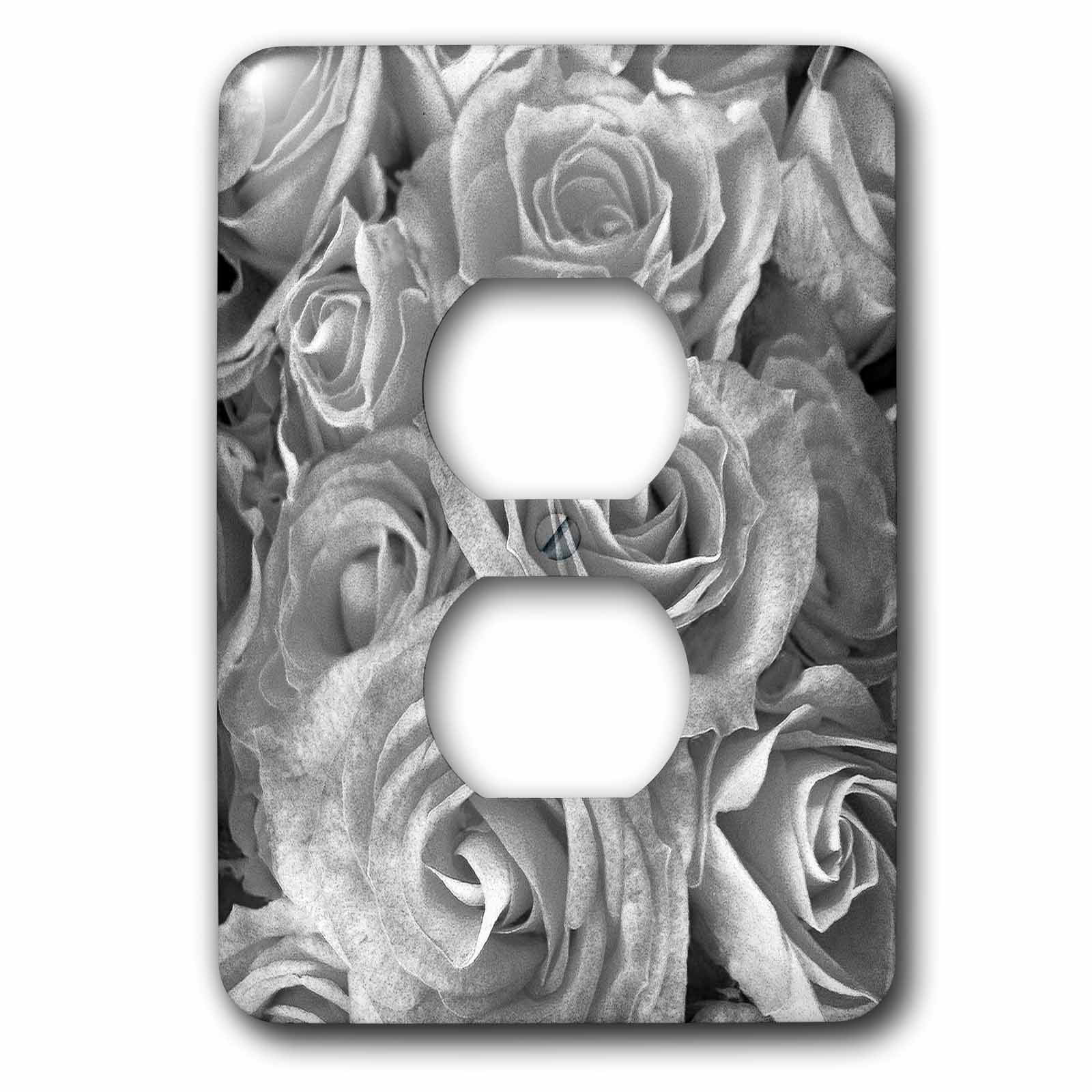 3dRose Close up scene of dreamy soft silver gray roses - 2 Plug Outlet ...