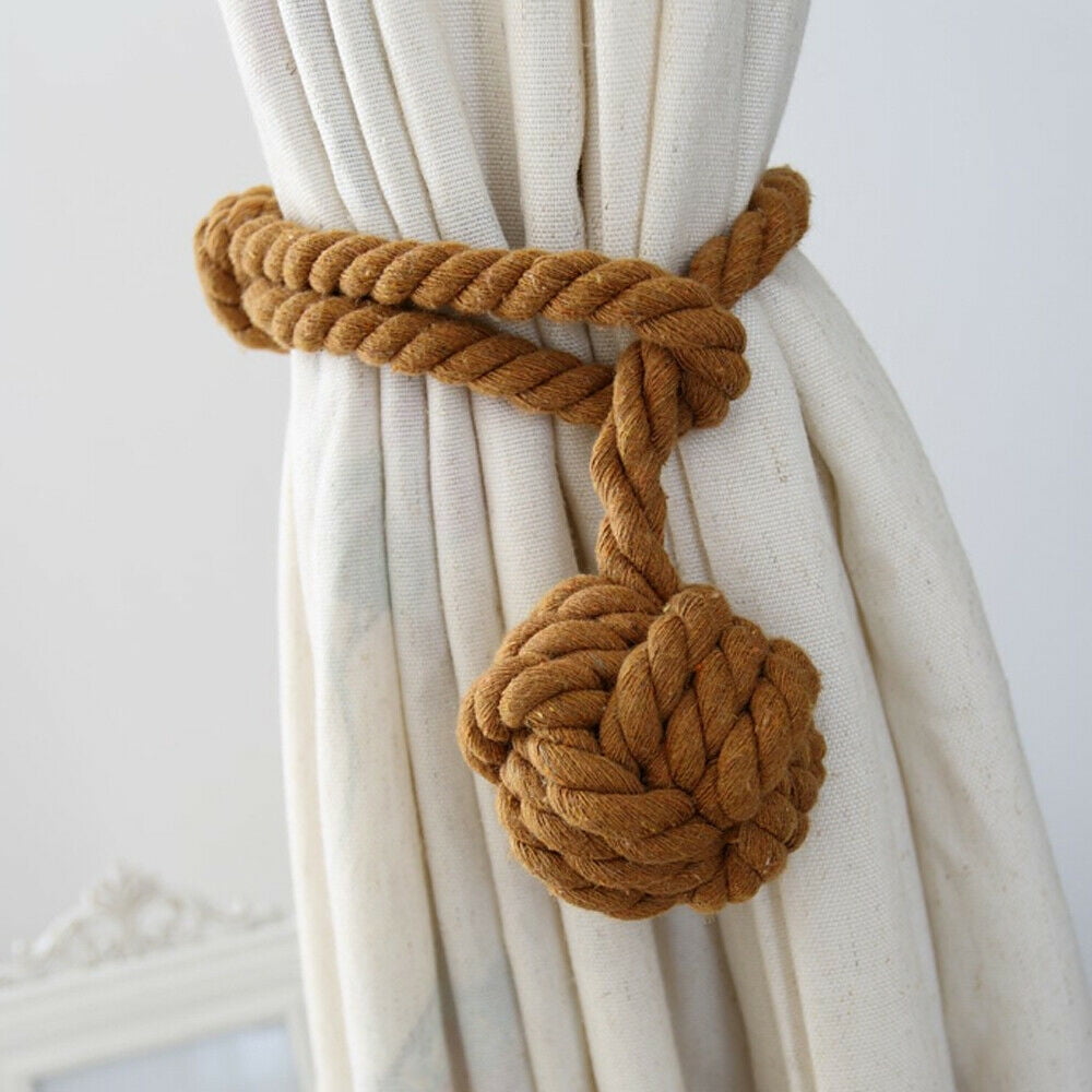 Curtain Tiebacks Handmade Curtain Holdbacks Cotton Rope Rural Knot Ball ...
