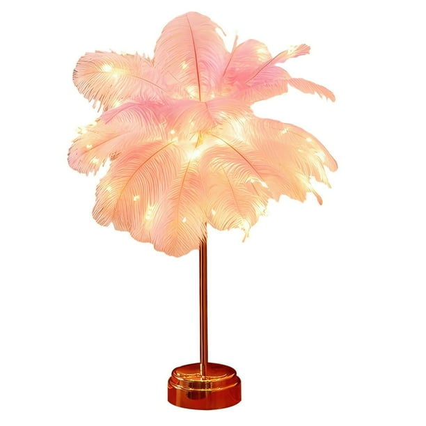 EASTIN Romantic Ostrich Feather Bedside Lamp Modern LED Night Light for ...