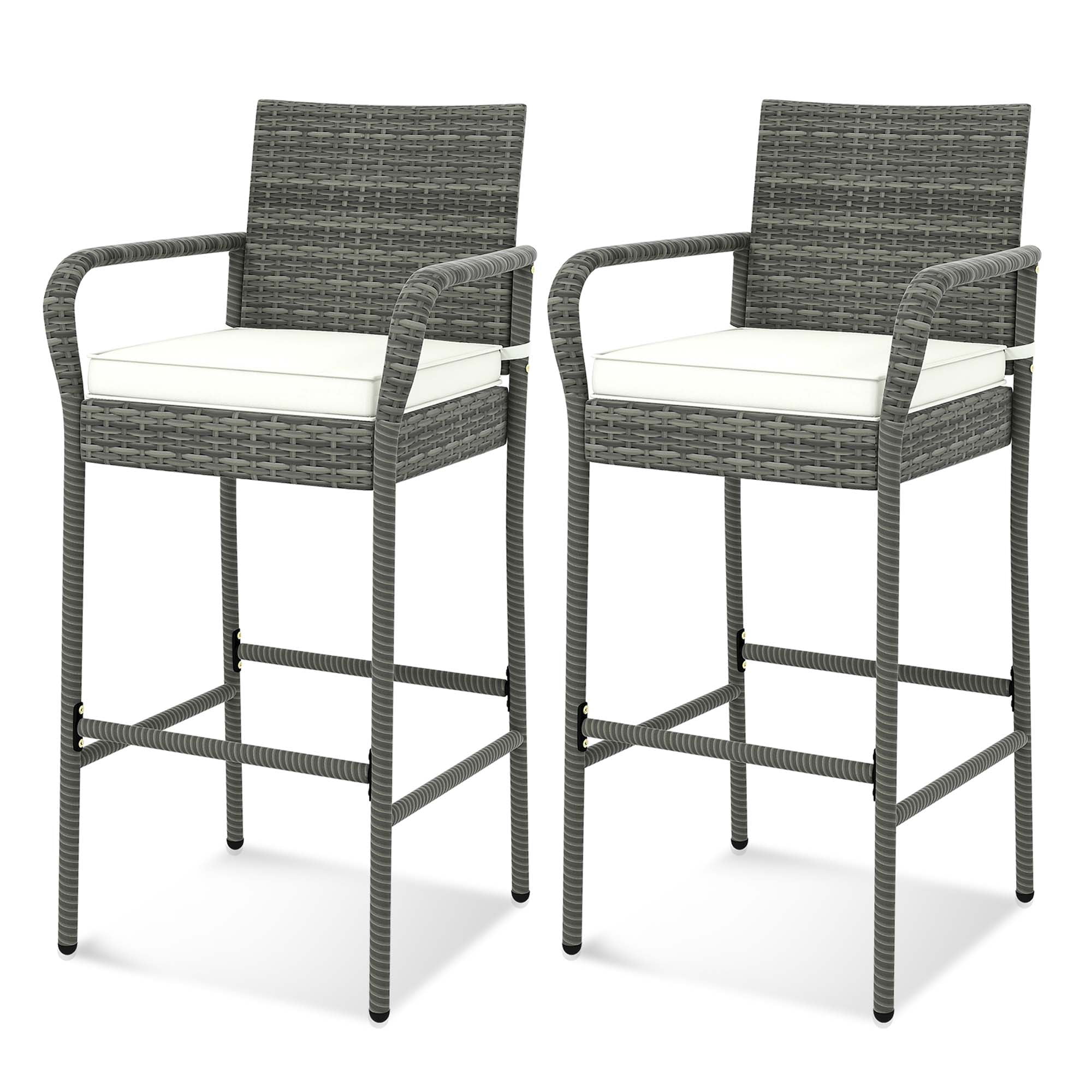 Click here for Costway Patio Wicker Barstools Set Of 2 With Armre... prices