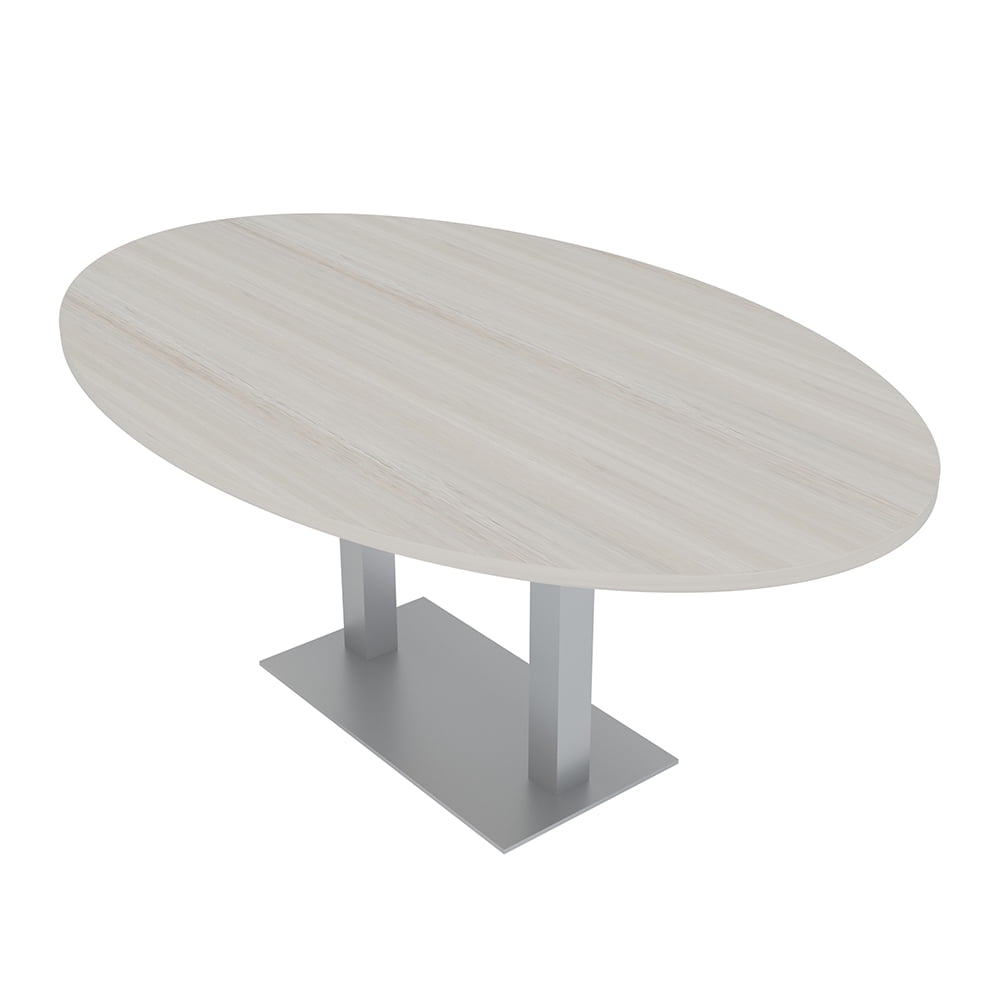 7' Oval Conference Room Table With Square Metal Base Power And Data ...