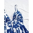 Blue And White Floral Print Spaghetti Strap Open Back Cinched Waist A ...