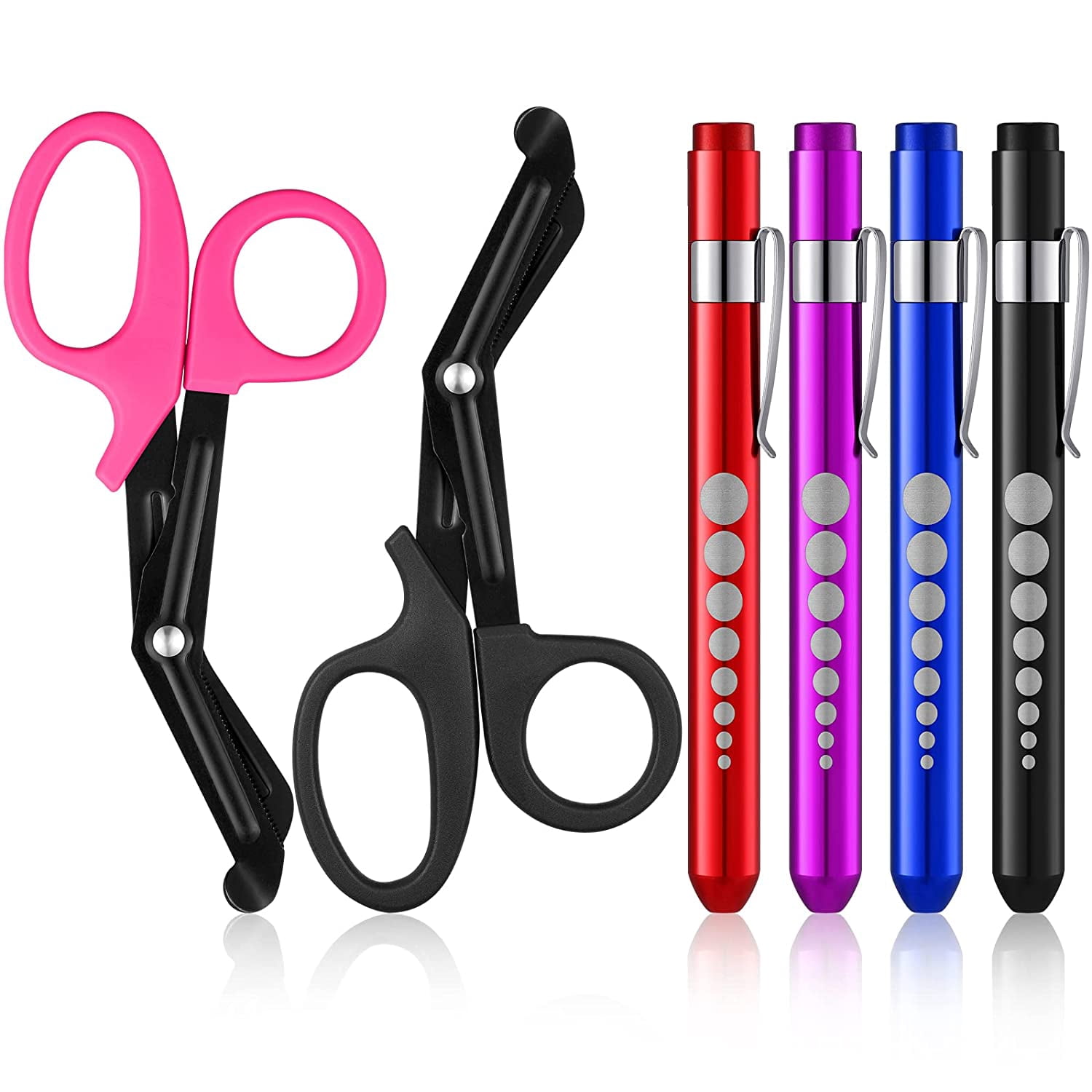 Compuye 6 Pieces Pen Light & Gauze Scissors - 4 Pcs LED Penlight with ...