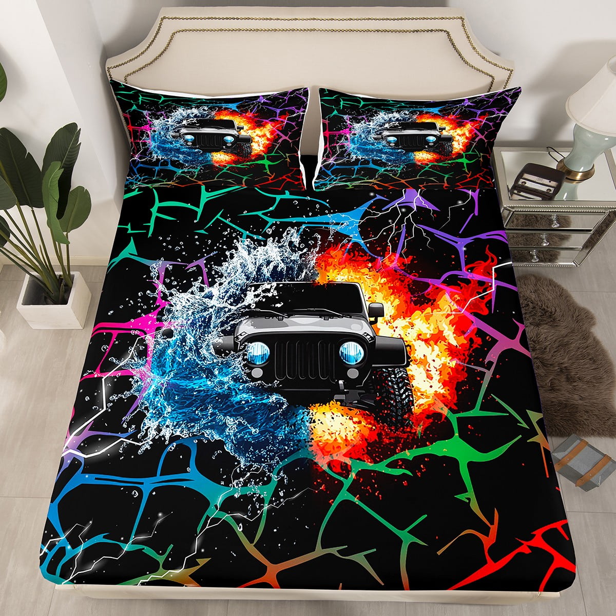 Click here for Yst Ice Fire Truck Fitted Sheet Twin Abstract Graf... prices