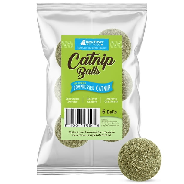 Raw Paws Natural Catnip Ball for Cats (6-ct) - Interactive Cat Toy for ...