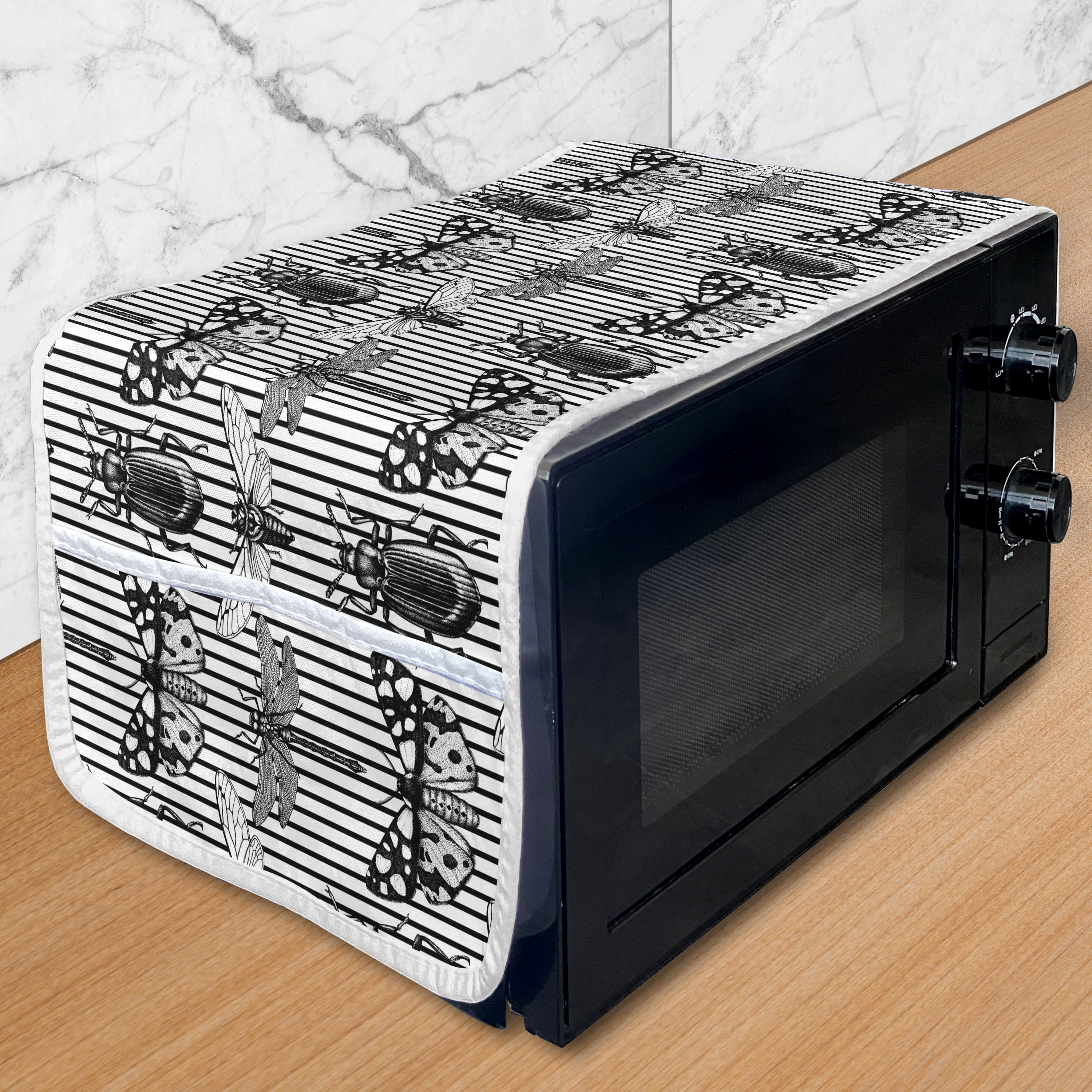 Insect Microwave Oven Cover, Modern Butterfly Dragonfly Bumblebee ...