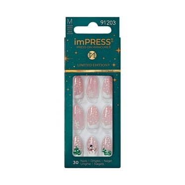 imPRESS Holiday Press-On Nails, Very Merry, Blue, Short Length, Square ...