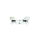 Jeco 3 Piece Wicker Conversation Set in White with Black Cushions ...