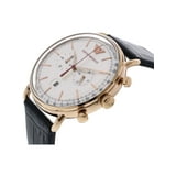 Emporio Armani Men's Chronograph Navy Blue Leather Strap Dress Watch ...