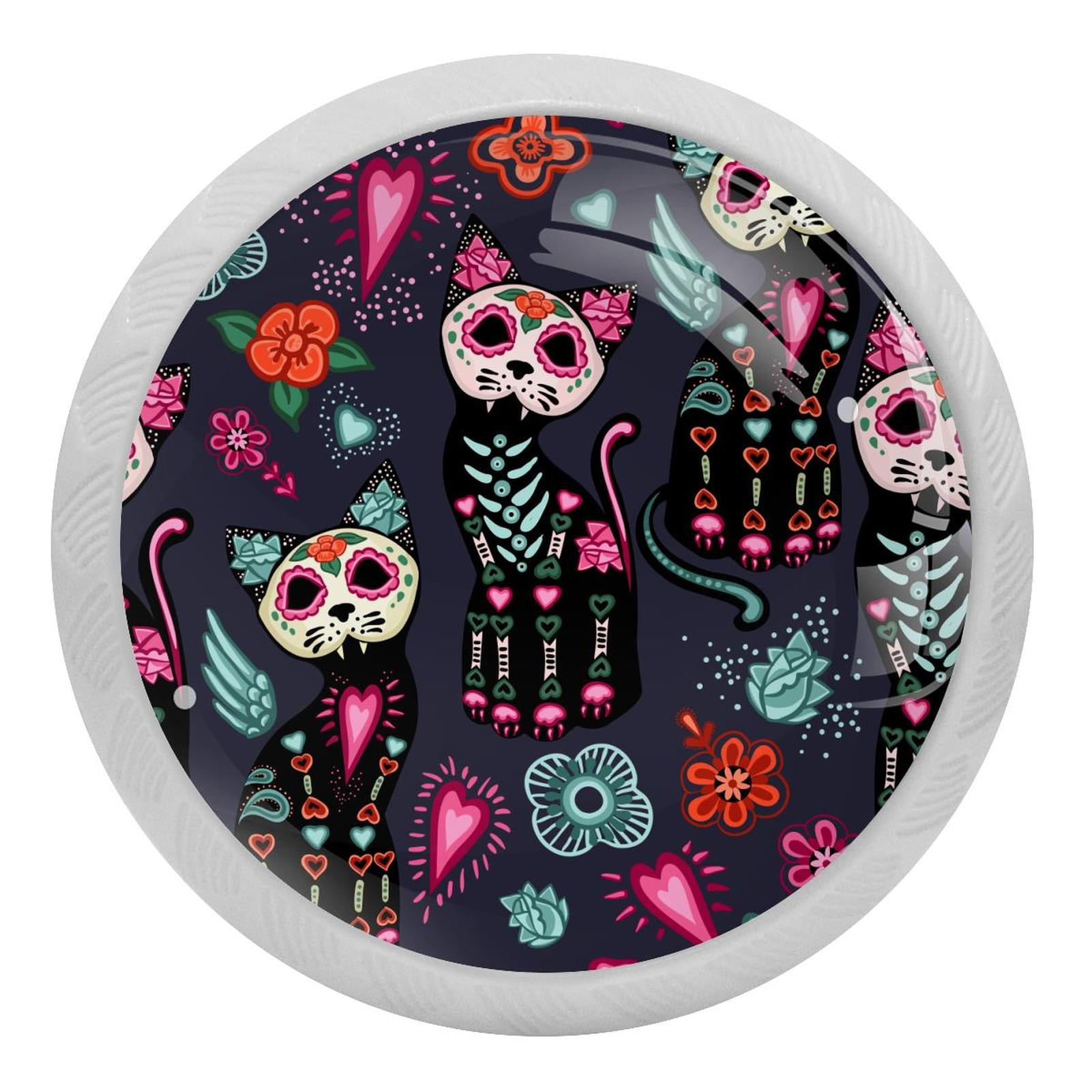 4PCS Round Skull Cabinet Fluorescence Knob Glowing in the Dark ...
