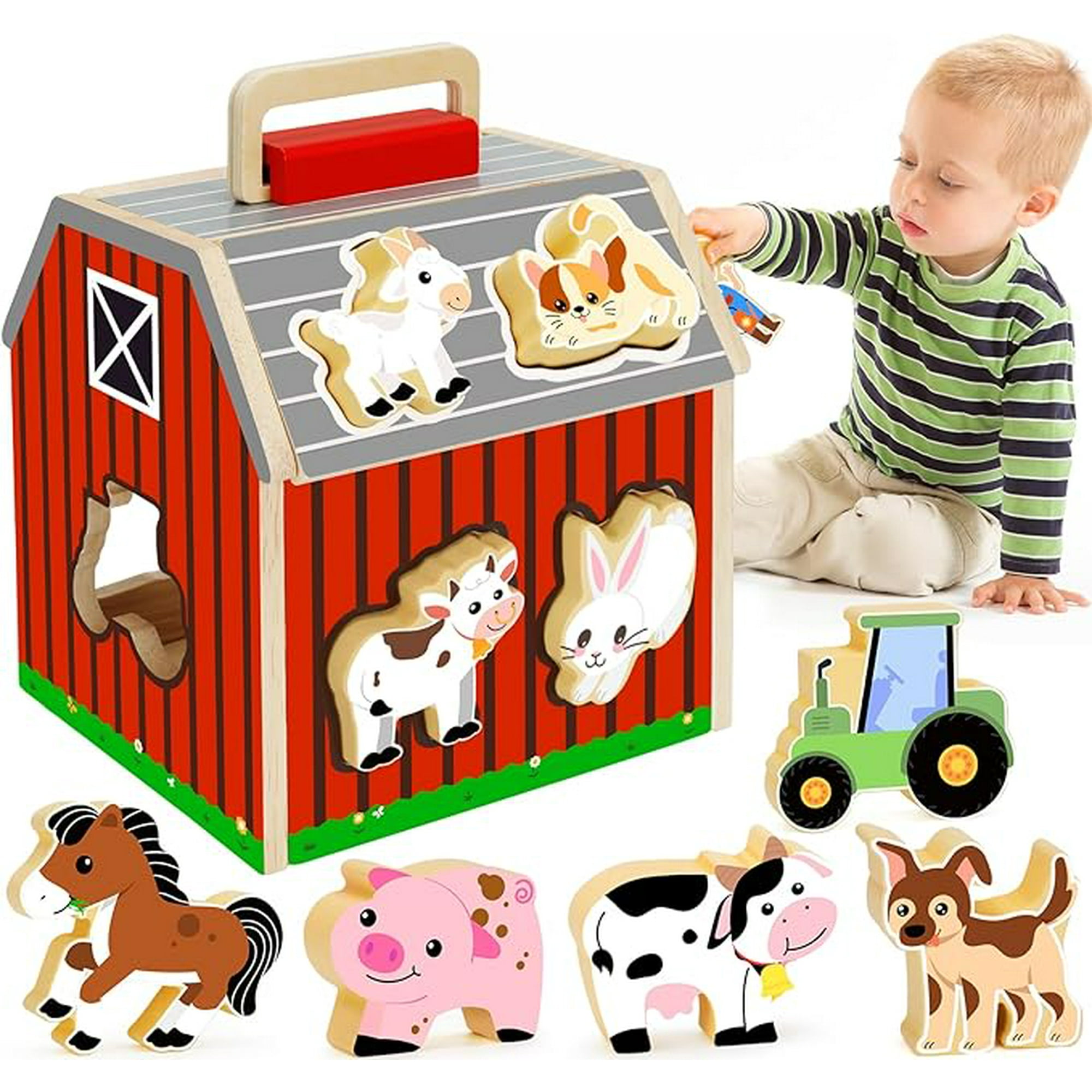 Wooden Farm Animals Toys for 1 2 3 Year Old Girl Boy Walmart