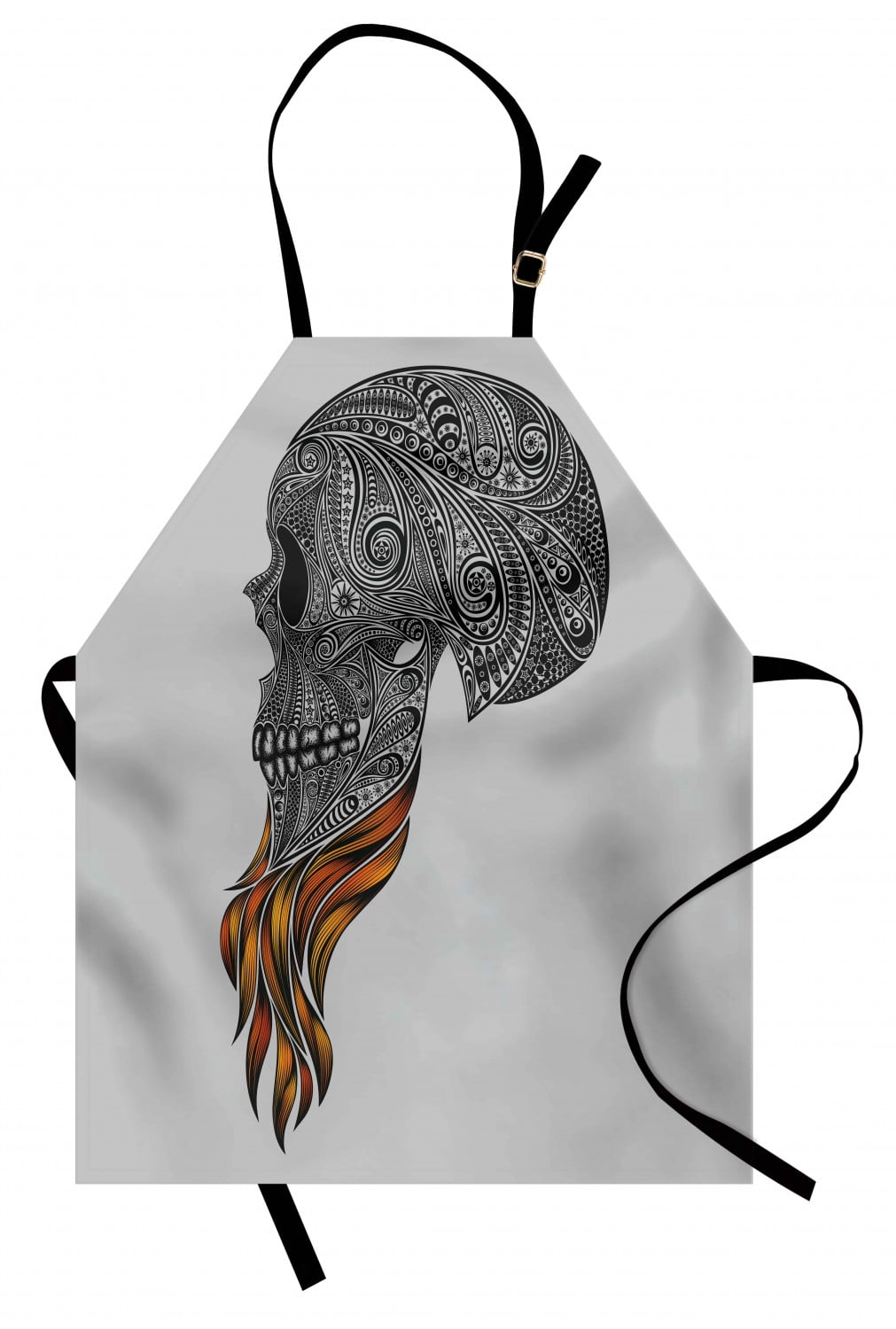 Indie Apron Abstract Skull with Floral Ornaments and Red Beard Patterns ...
