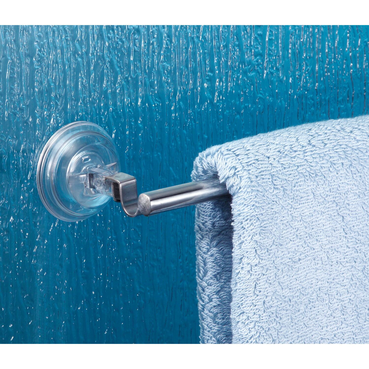 iDesign Reo Power Lock Suction Towel Bar for Bathroom, Stainless Steel