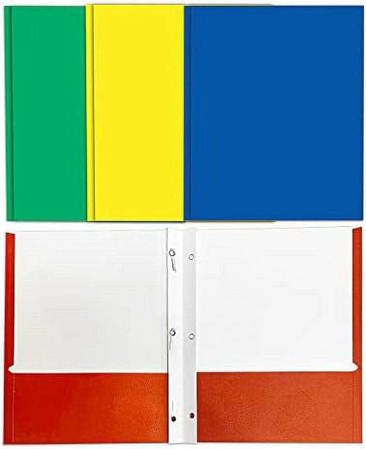 2 Pockets Paper Folder, 3 Metal Prongs Fastener Clips Portfolio, Letter ...