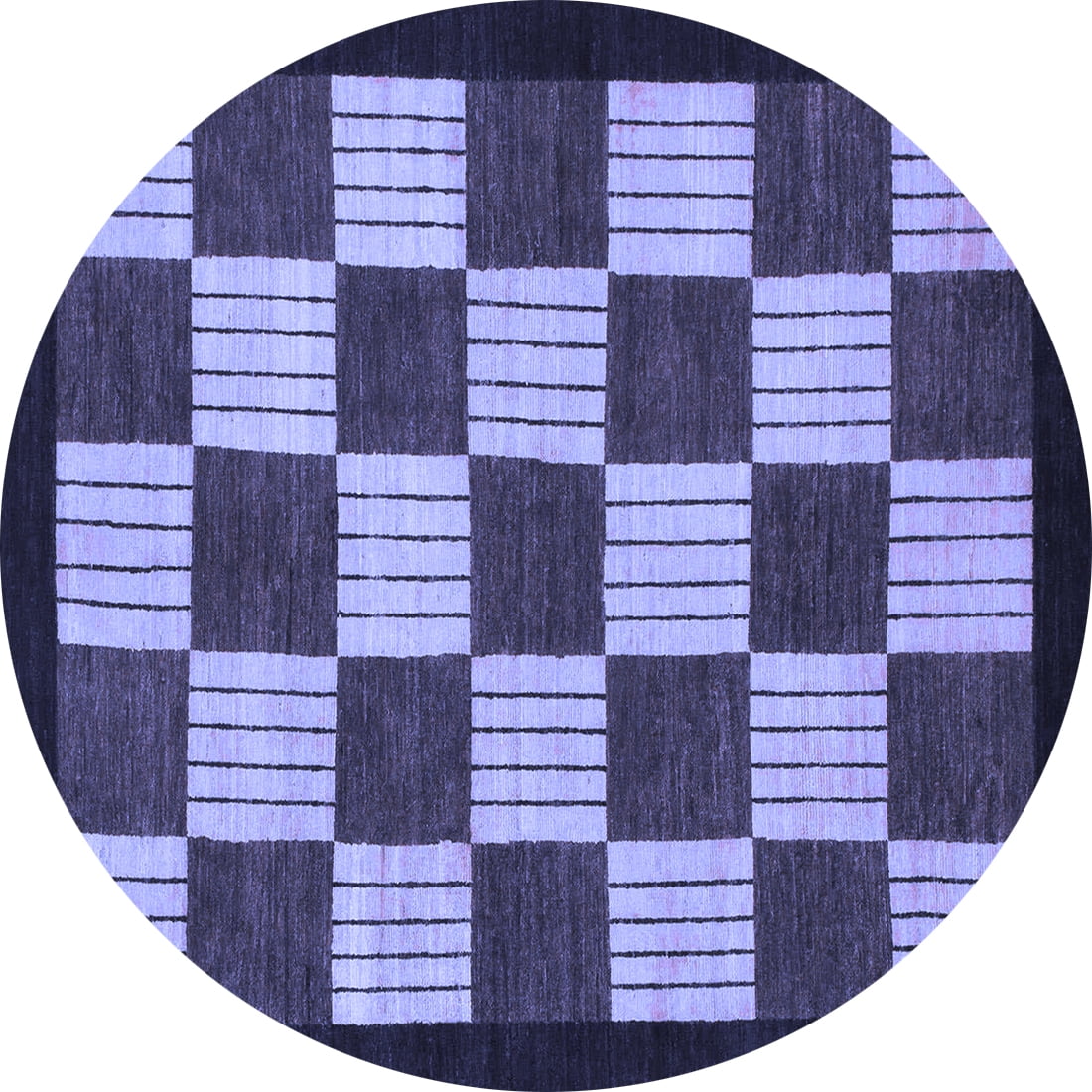 Ahgly Company Indoor Round Checkered Blue Modern Area Rugs, 6' Round ...