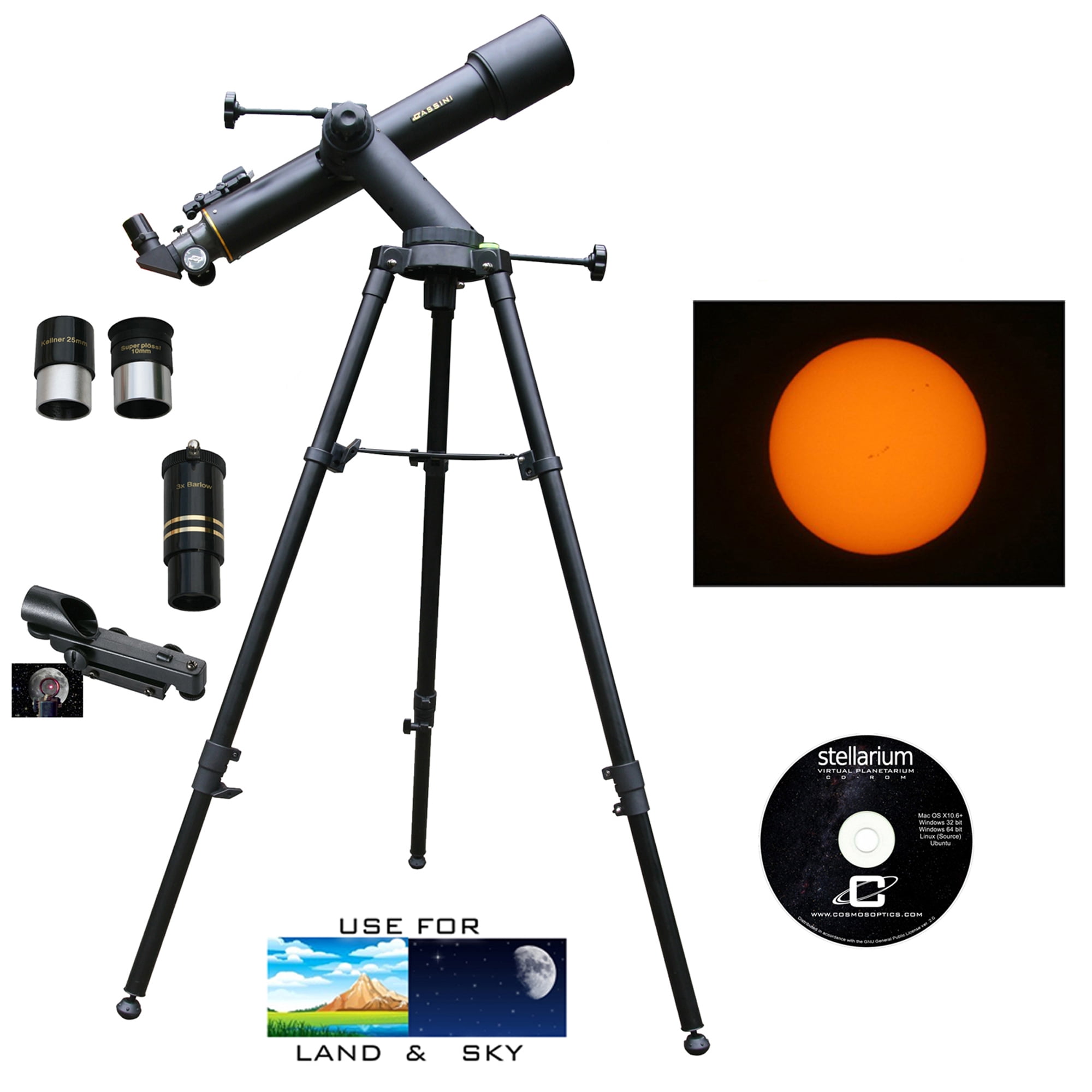 Cassini 600mm Tracker Mount Refractor Telescope + large 90mm lens ...