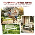 50 Inch Steel Outdoor Bench for 2 Adults, Geometric Backrest Metal ...