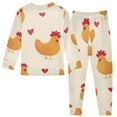 Chicken with Red Hearts Valentine Cotton Pajama Set Long Sleeve Top and ...