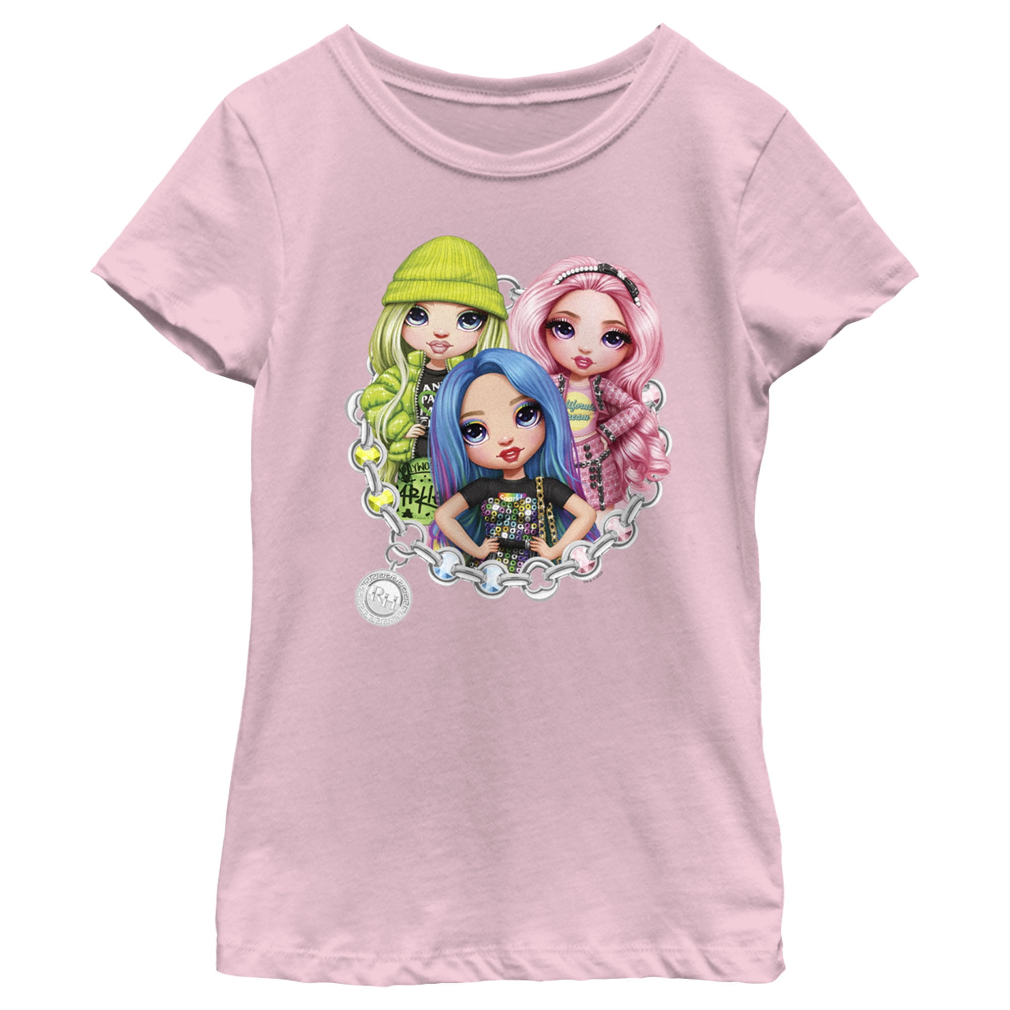 Girl's Rainbow High Chain Circle Characters Graphic Tee Light Pink X ...