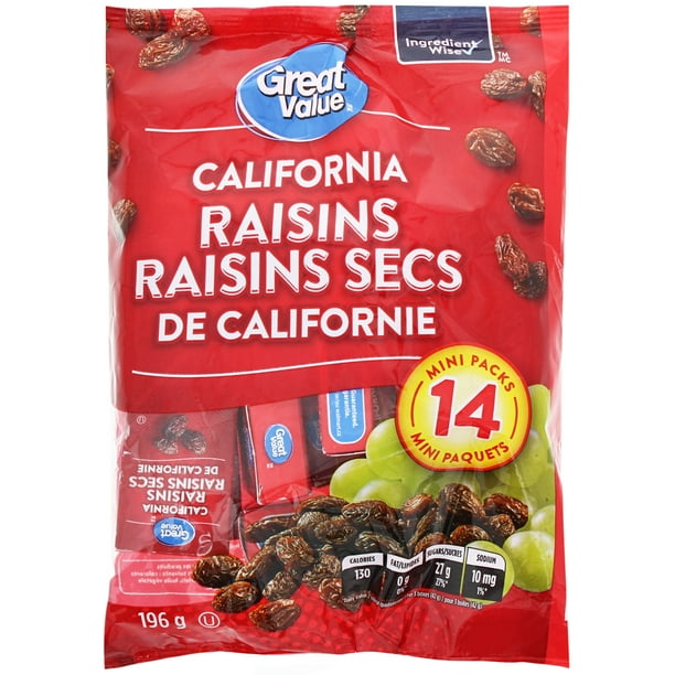 Great Value California Raisins, 196 g - Walmart.ca