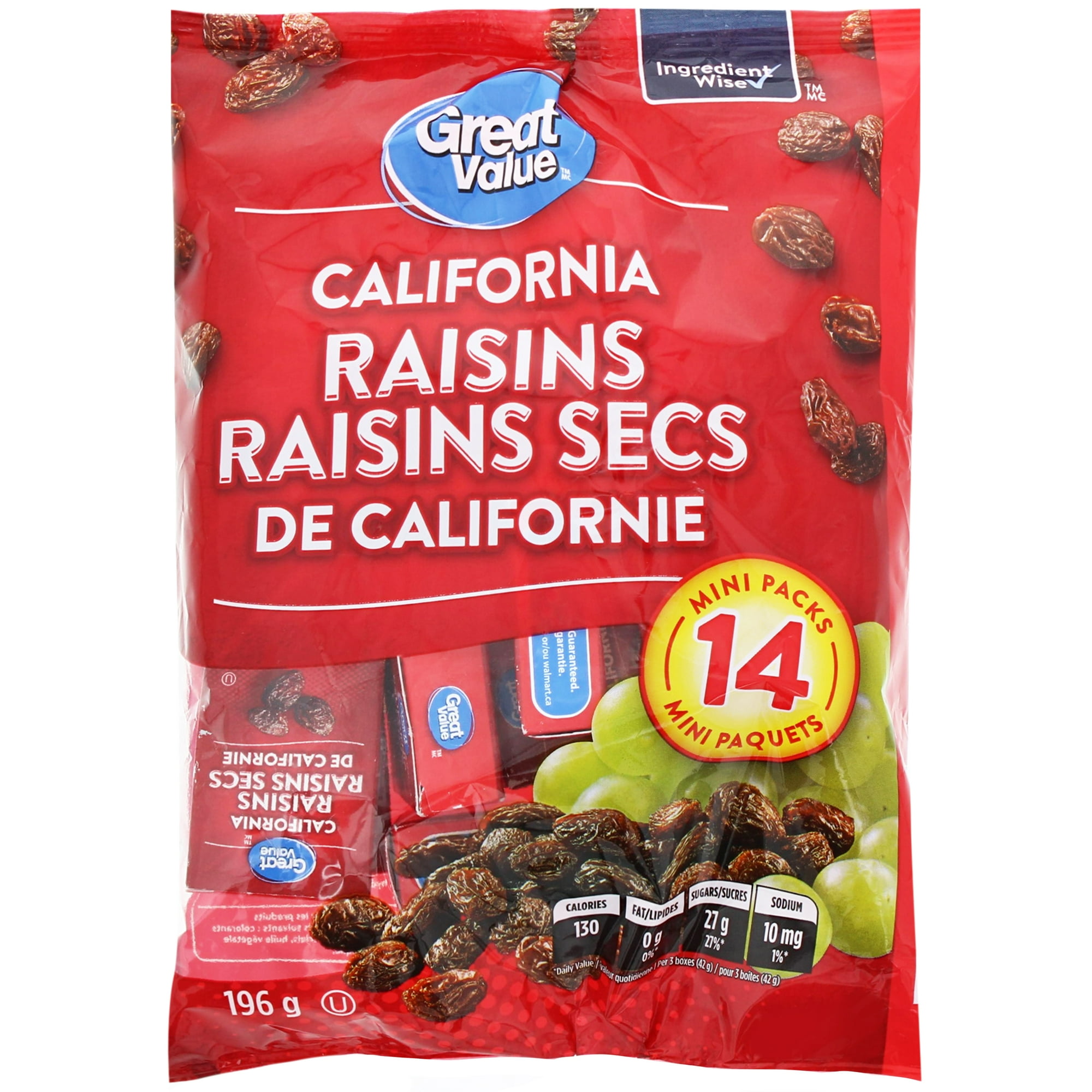 Click here for Great Value California Raisins 196 G prices