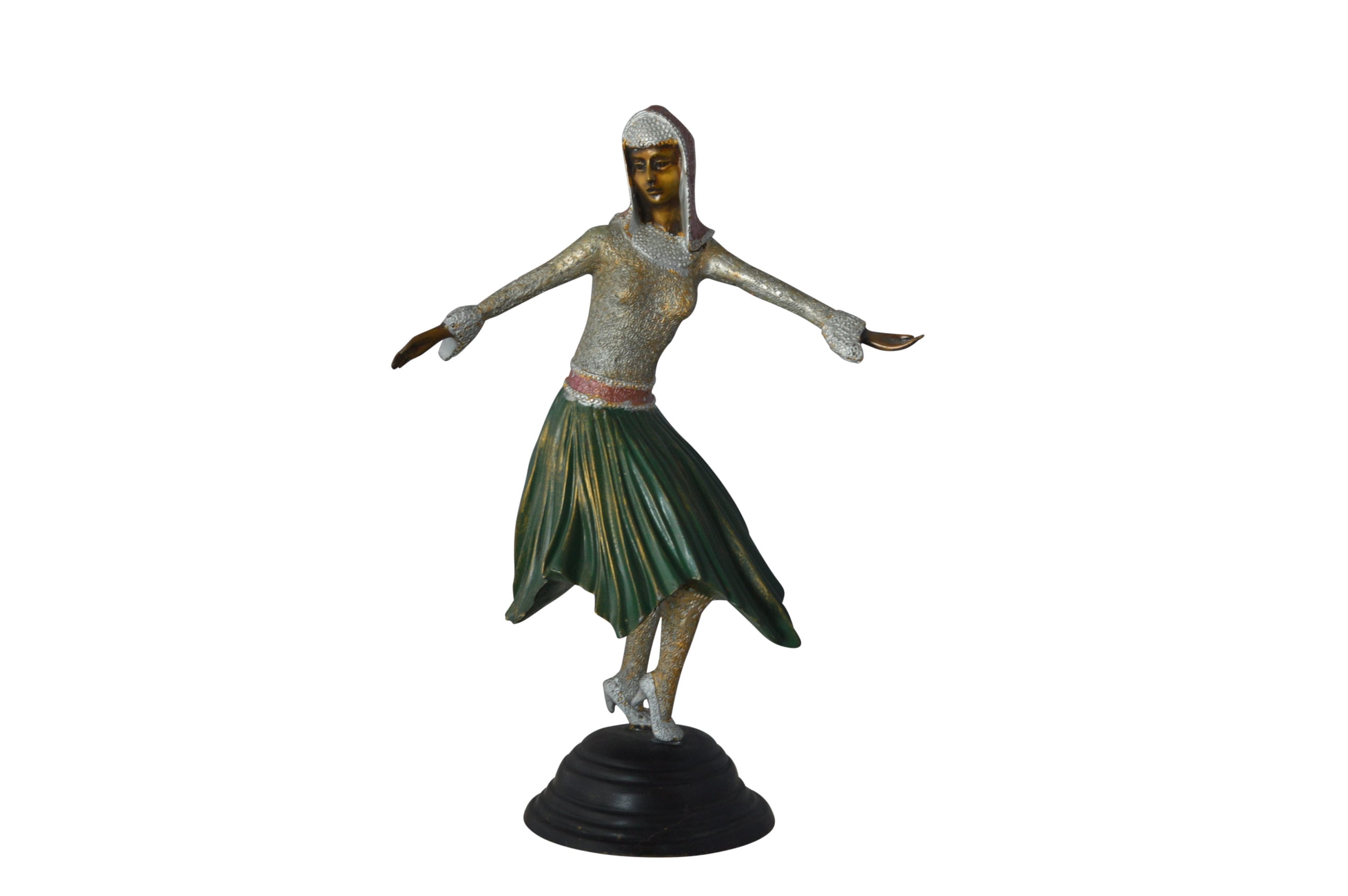Gypsy dancer with green dress bronze statue - Size: 12"L x 9"W x 30"H ...
