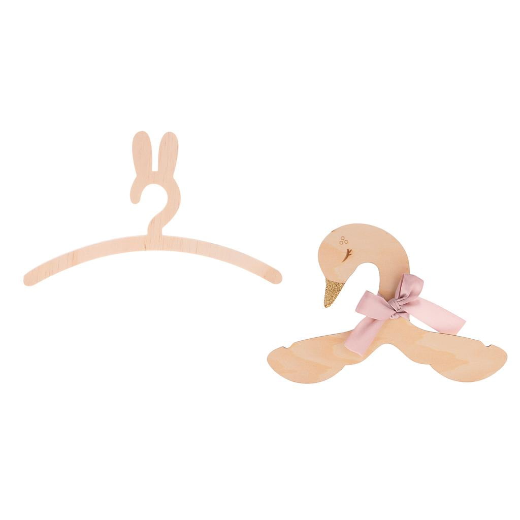 Perchas de ropa de madera 2 Pcs Ganchos Cisne Conejo Adorable para ...