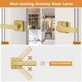Square Half Dummy Door Levers Brushed Gold Single Dummy(Outside screws ...