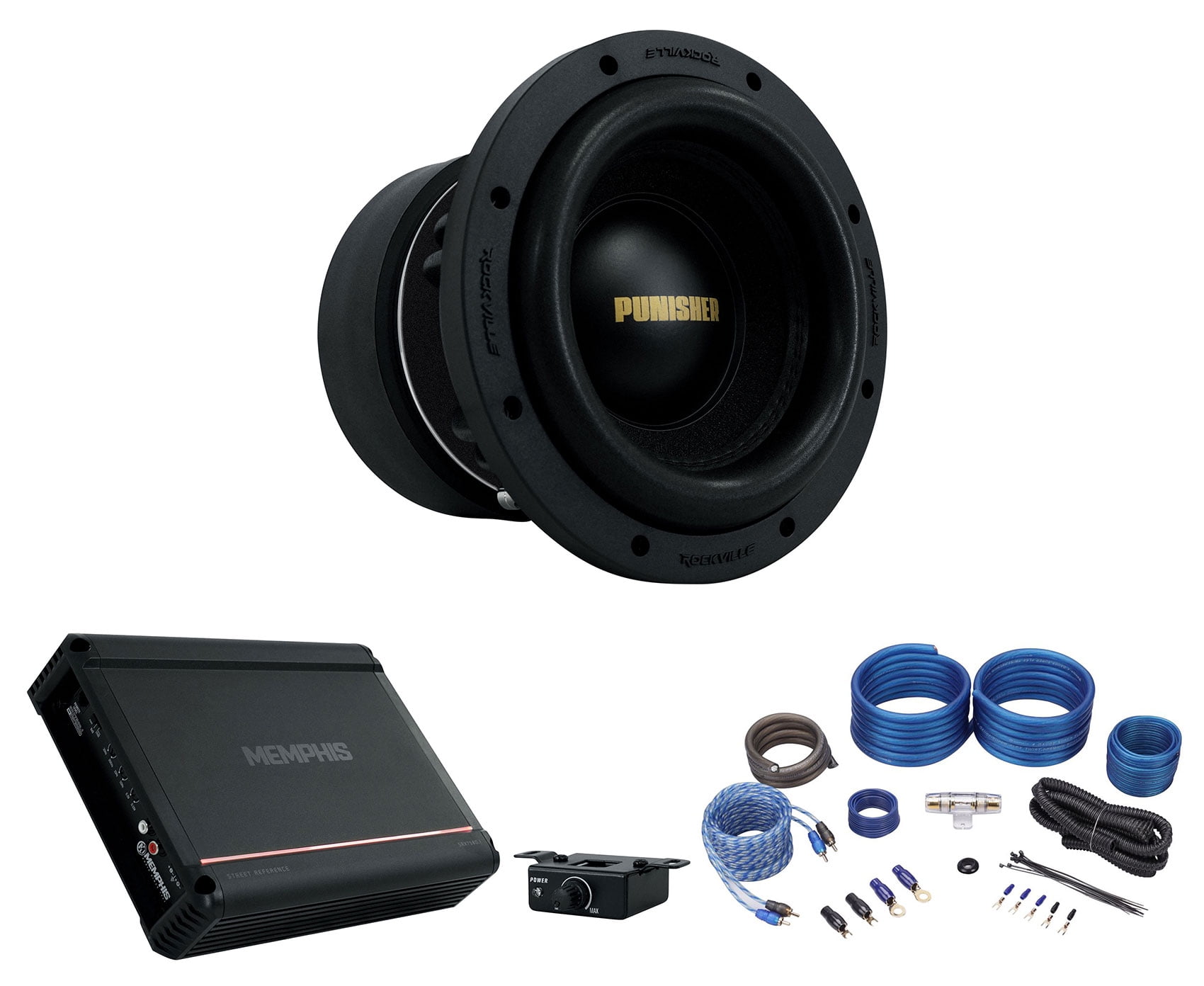 Rockville Punisher 8D1 8" 750w RMS Competition Car Subwoofer + Memphis ...