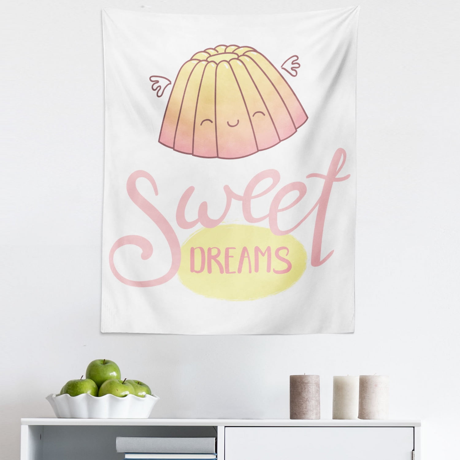 Saying Tapestry, Sleeping Jelly with Wings Design Hand Lettering ...