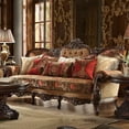 Traditional Dark Oak & Floral Chenille 3Pcs Sofa Set By Homey Design HD ...