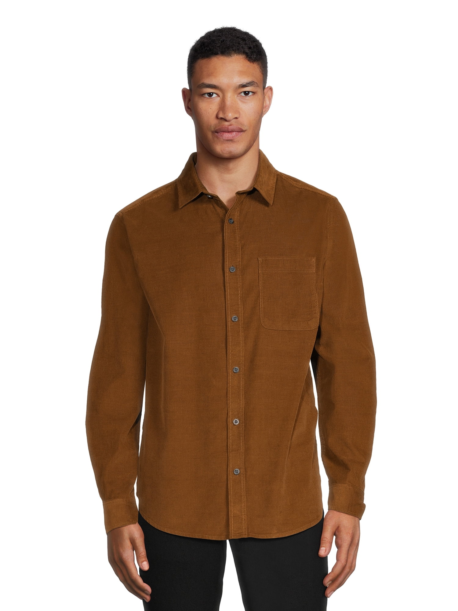 George Men's Corduroy Shirt with Long Sleeves, Sizes S-3XL - Walmart.com