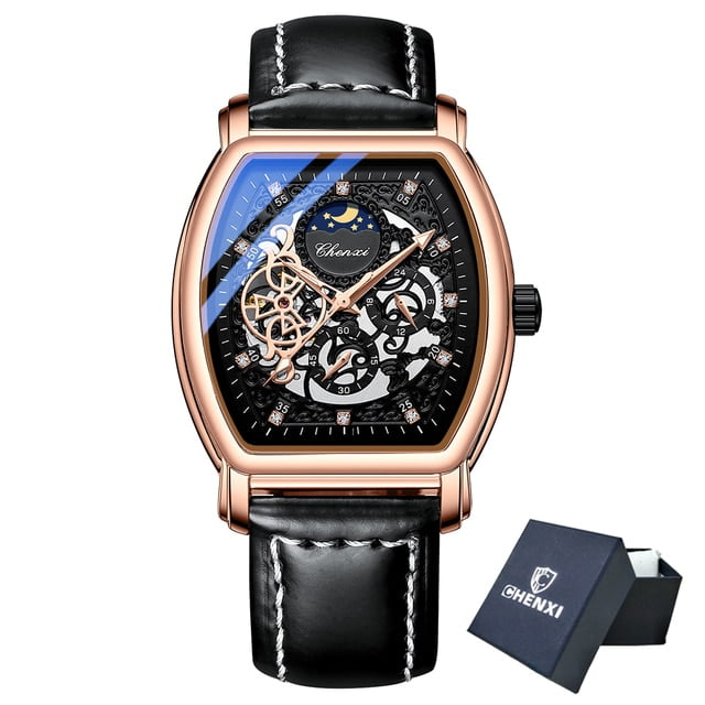 CHENXI Brand Classic Mens Square Automatic Watch Luxury Leather ...